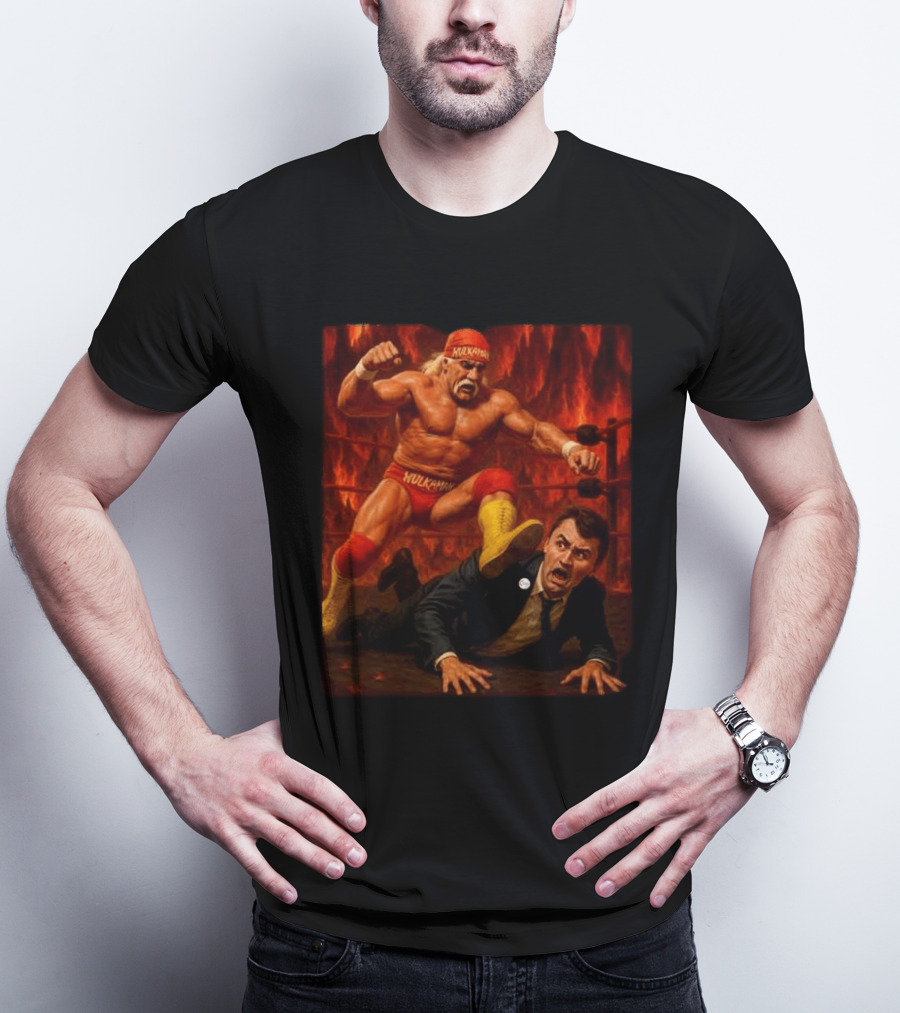 Hulk Hogan Hulkamania Vs Charlie Kirk Wrestling Meme Image T-Shirt
