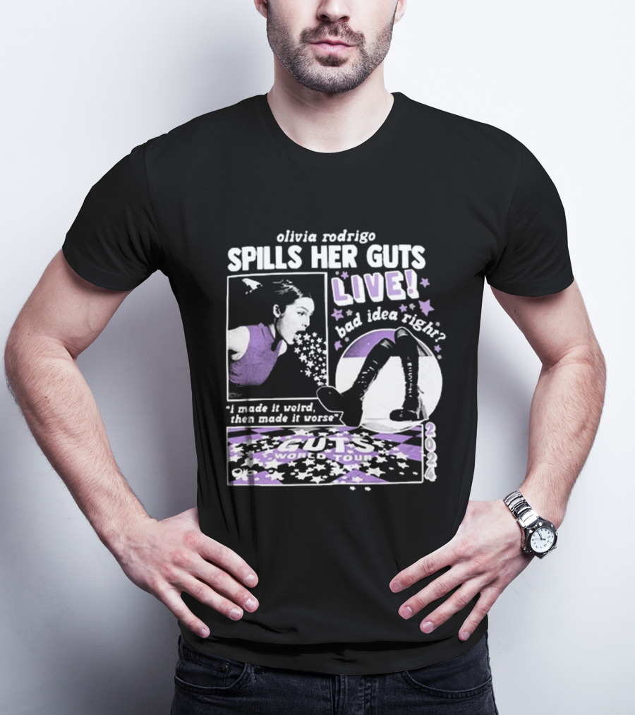 Olivia Rodrigo Spills Her Guts Live World Tour 2023 Bad Idea Right? T-Shirt