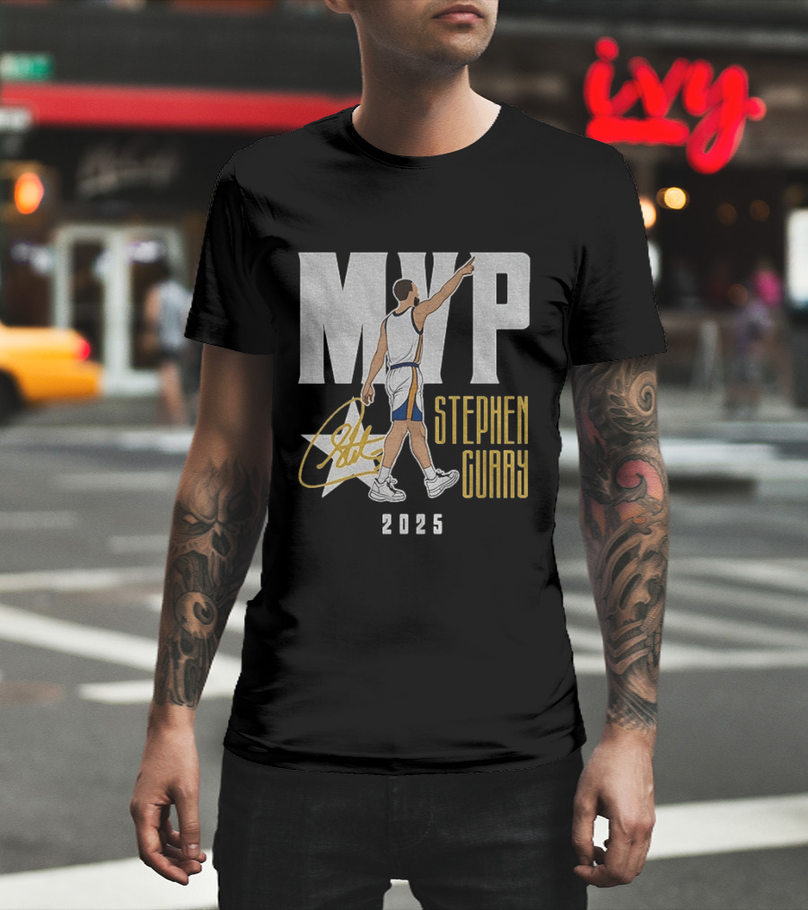 Stephen Curry MVP 2025 Basketball Champion Star Signature T-Shirt