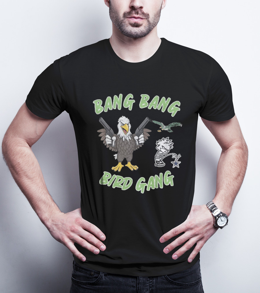 Bang Bang Bird Gang Eagle Guns Calvin Peeing Star T-Shirt