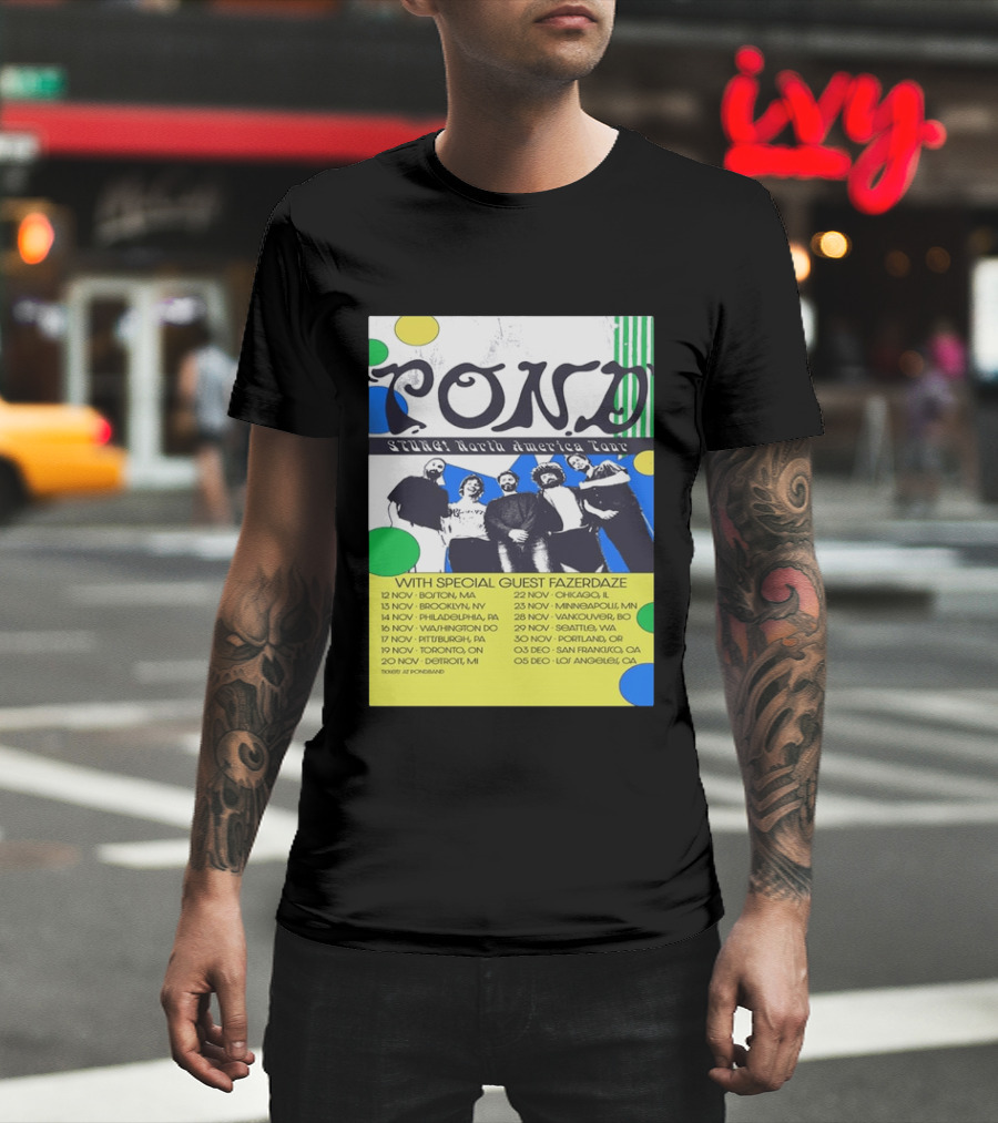 Pond Band Stunga North America Tour 2024 With Special Guest Fazerdaze T-Shirt