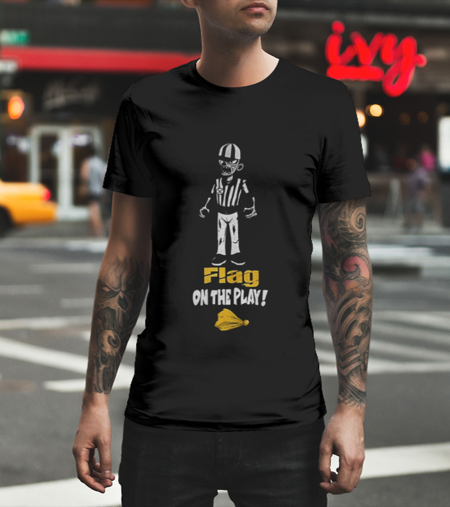 Zombie Referee Flag On The Play Halloween Humor T-Shirt
