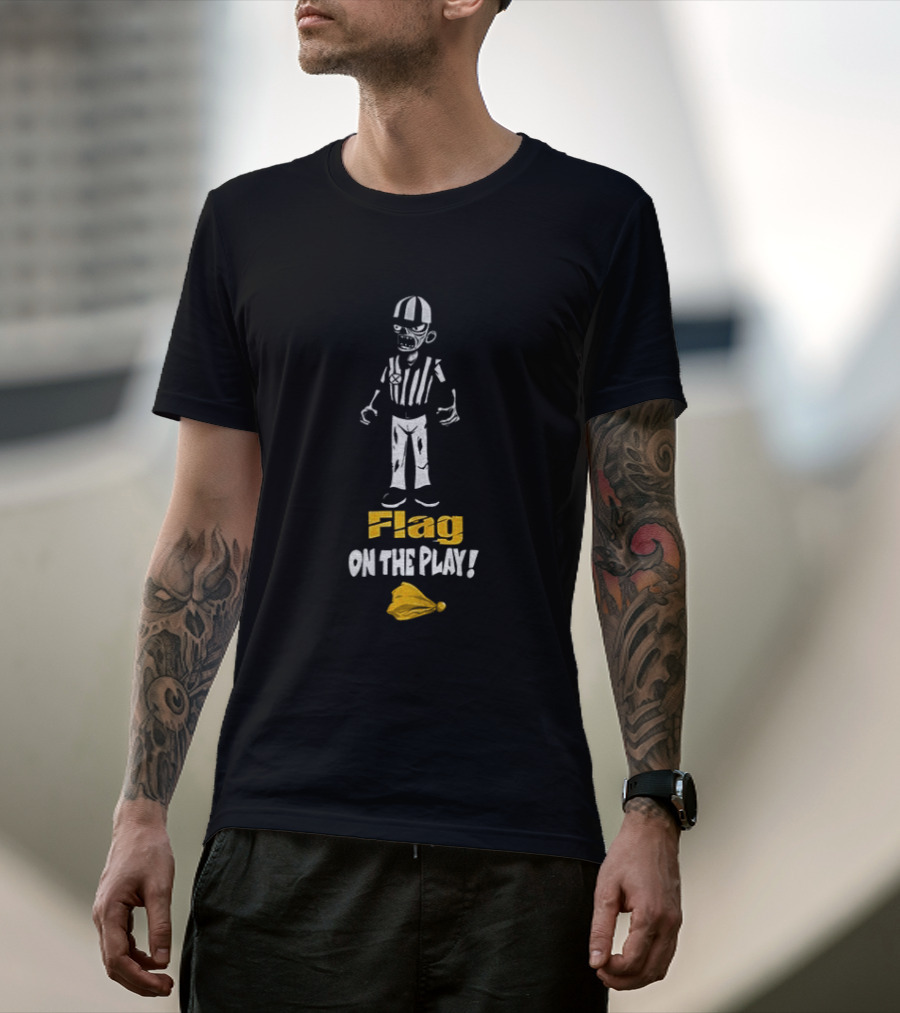 Zombie Referee Flag On The Play Halloween Humor T-Shirt