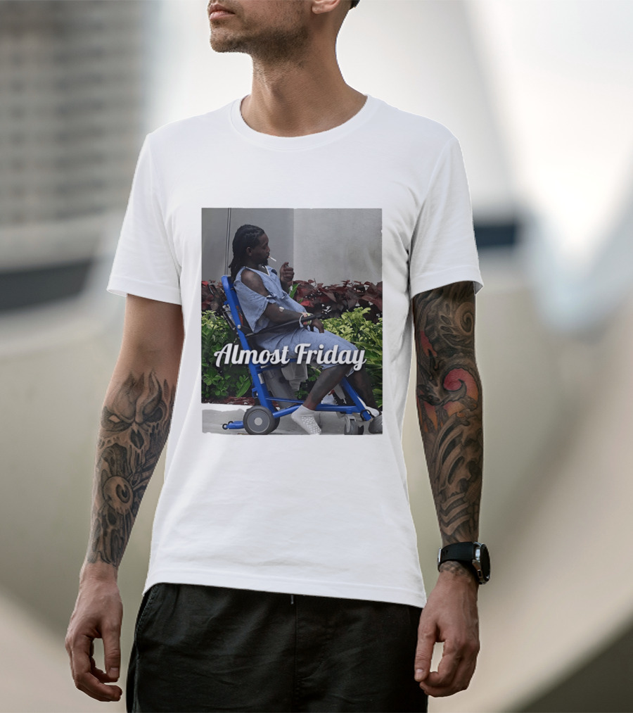 Almost Friday Offset Cigarette Wheelchair Vibes T-Shirt