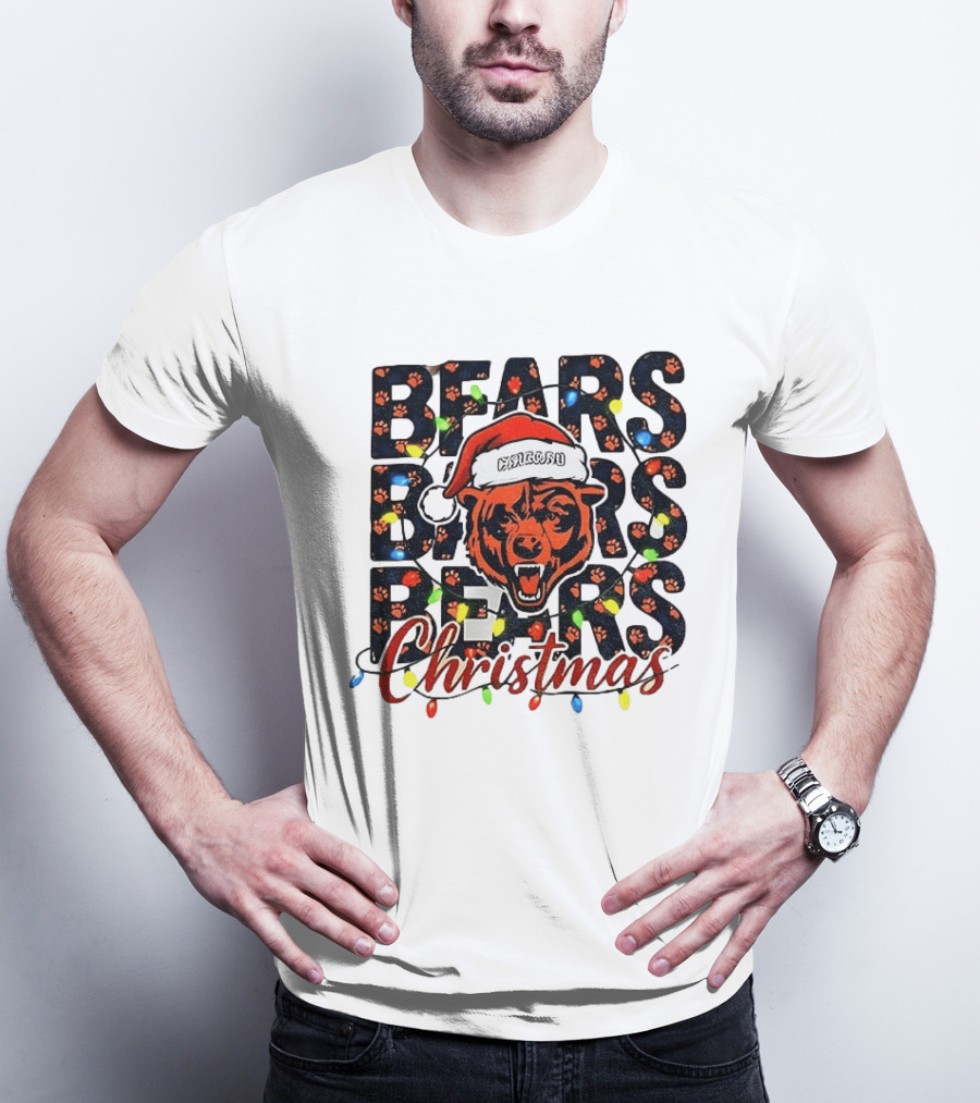 Bears Christmas Bear Santa Claus Chicago Bears Football T-Shirt