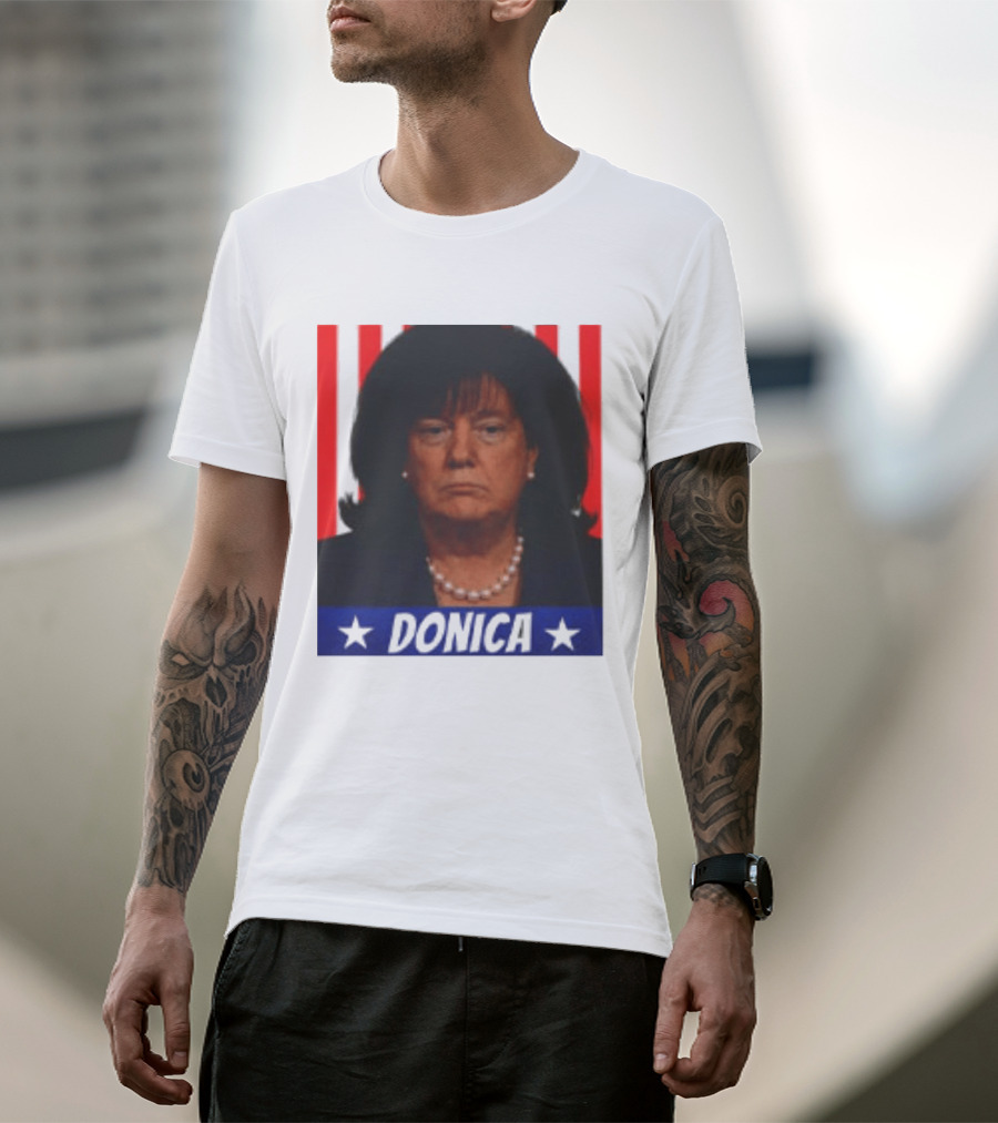 Donica Lewinsky 2025 Campaign Style Stars Red Stripes T-Shirt