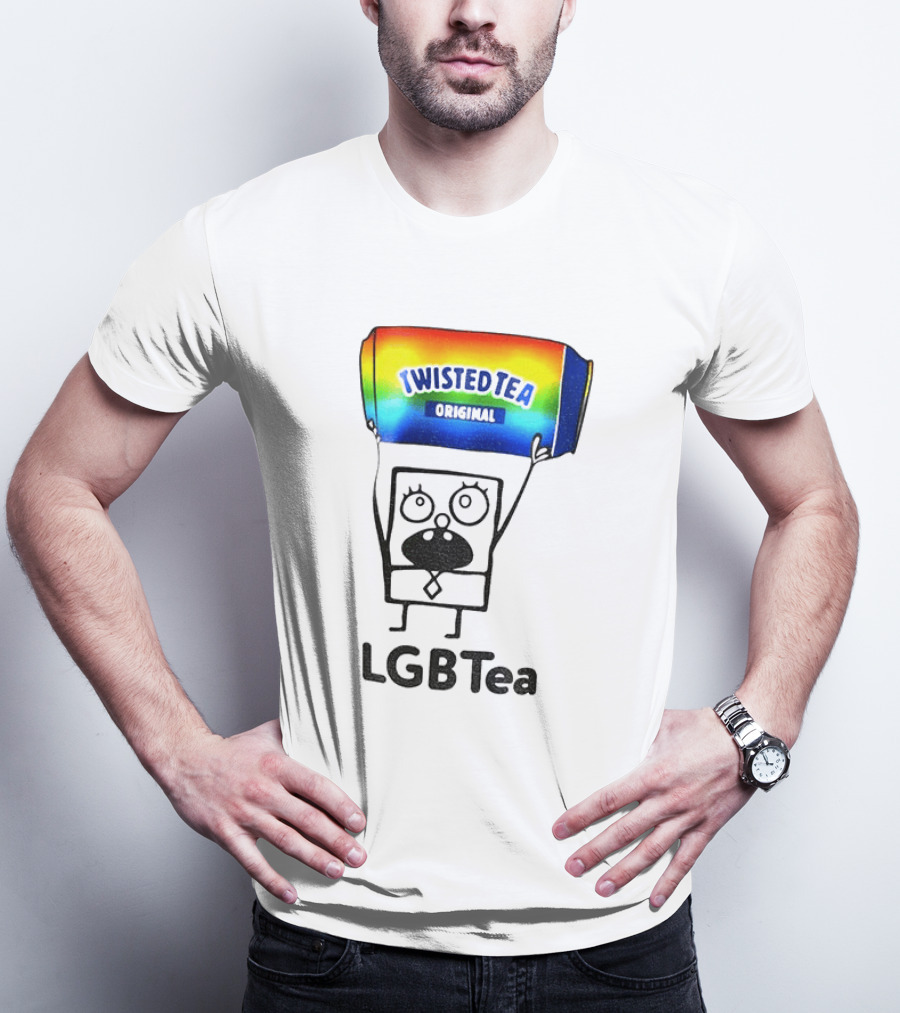 Doodlebob Holding Rainbow Twisted Tea Original LGBTea Pride LGBTQ+ T-Shirt