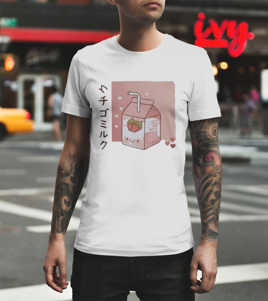 Strawberry Milk Kawaii Cartoon Fight Or Flight Lucas Reyes T-Shirt