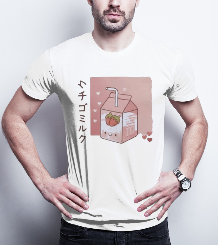 Strawberry Milk Kawaii Cartoon Fight Or Flight Lucas Reyes T-Shirt