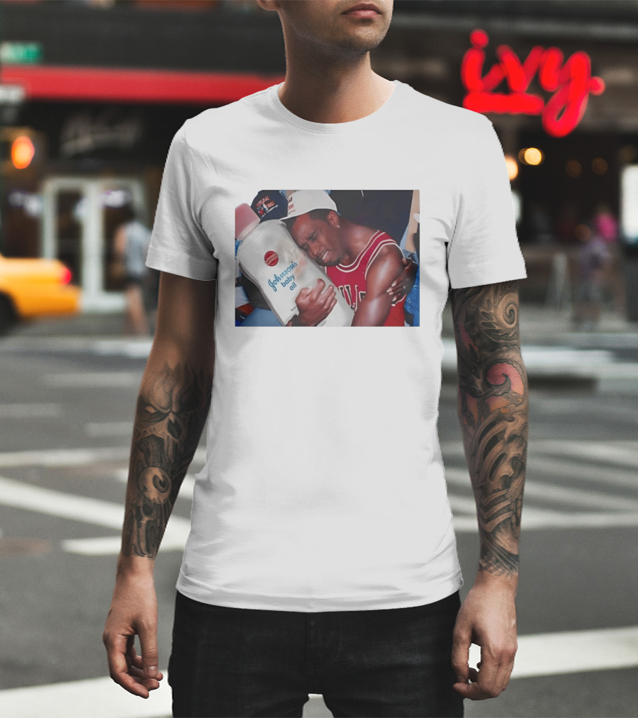 P.Diddy Crying Meme Johnson's Baby Oil Bulls Jersey T-Shirt