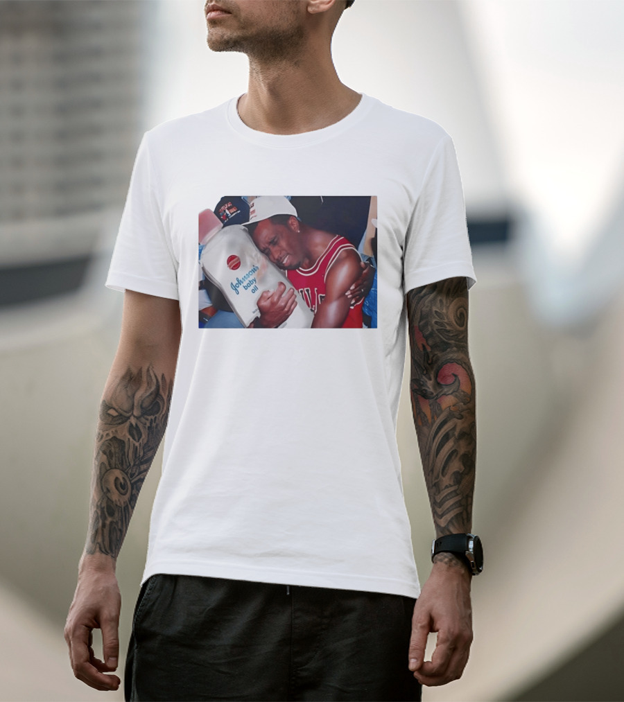 P.Diddy Crying Meme Johnson's Baby Oil Bulls Jersey T-Shirt