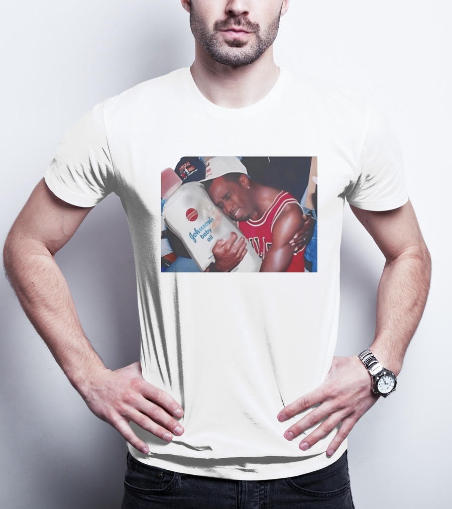 P.Diddy Crying Meme Johnson's Baby Oil Bulls Jersey T-Shirt