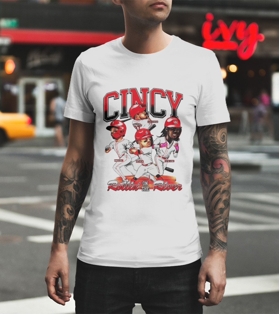 Cincy Spencer Steer Matt McLain Elly De La Cruz Tyler Stephenson Rollin' On The River T-Shirt