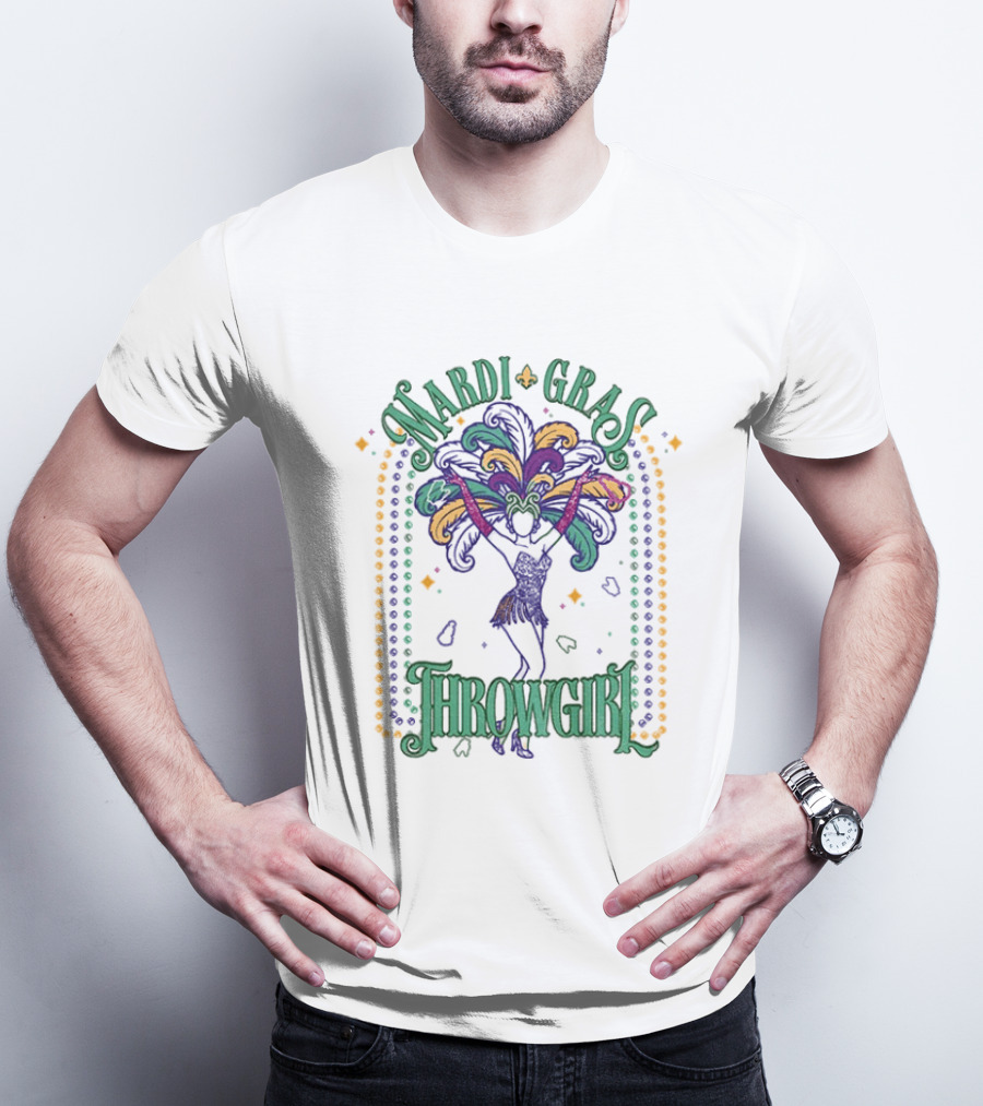 Mardi Gras Throw Girl Feather Dance Costume Celebration T-Shirt
