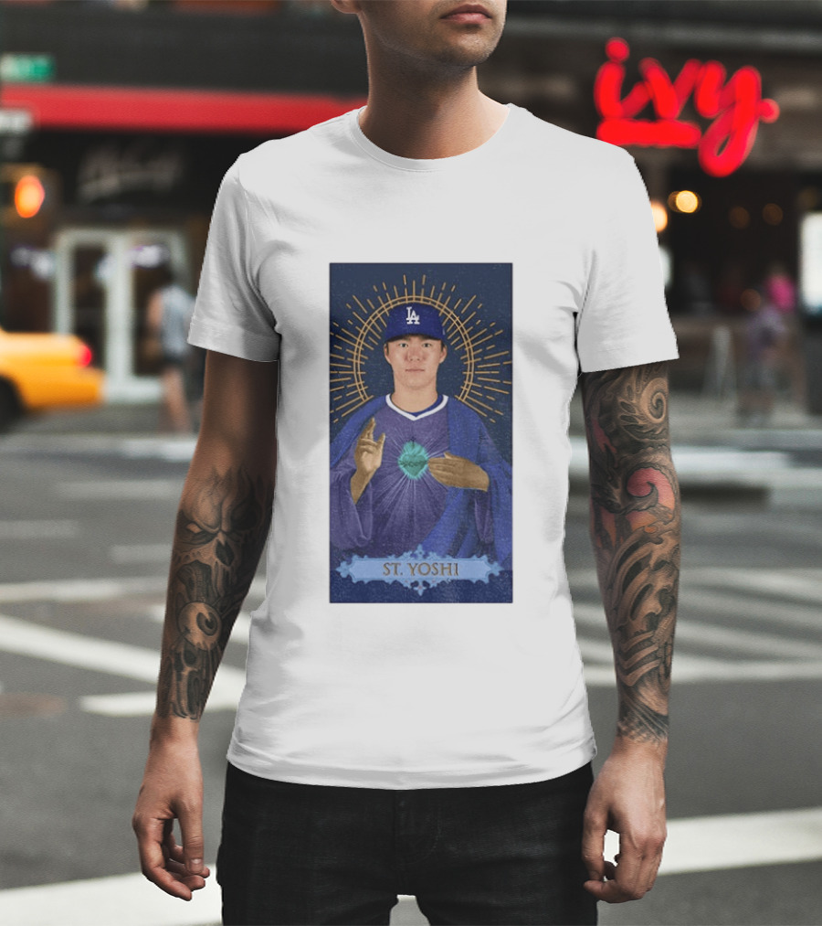 Yoshinobu Yamamoto Dodgers St. Yoshi Halo Icon MLB T-Shirt