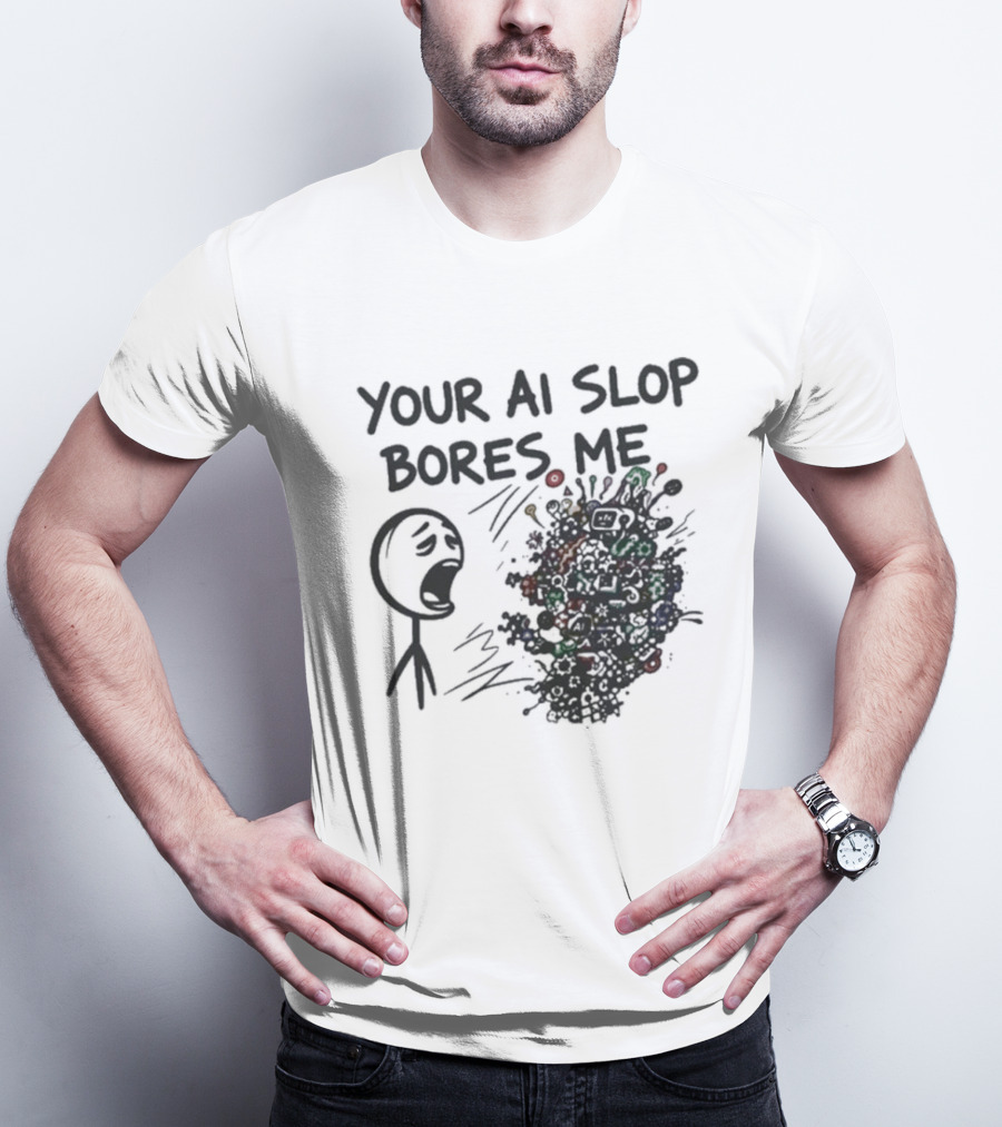 Your AI Slop Bores Me Stick Figure Expression With Colorful Scribbles T-Shirt