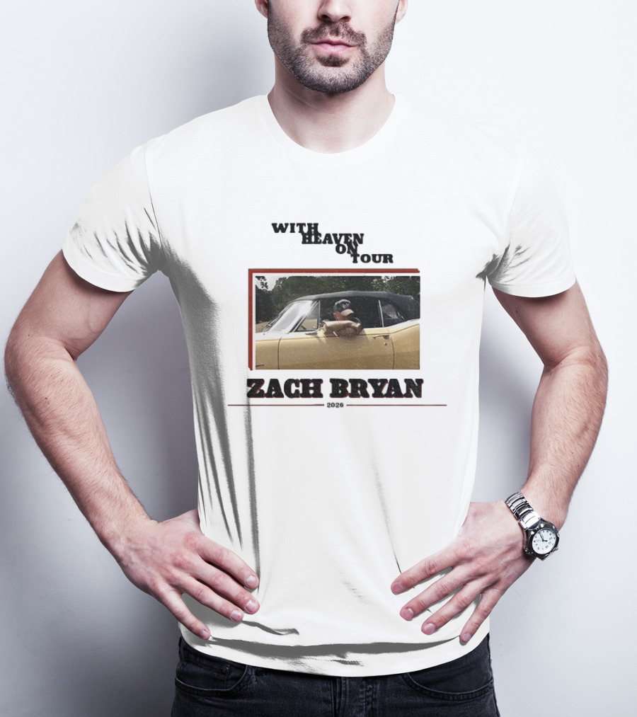 Zach Bryan With Heaven On Tour 2026 Yellow Convertible Country Music T-Shirt
