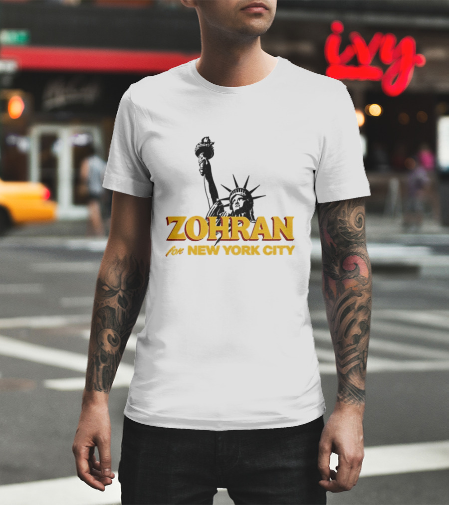 Zohran And Statue Of Liberty New York City Showdown T-Shirt