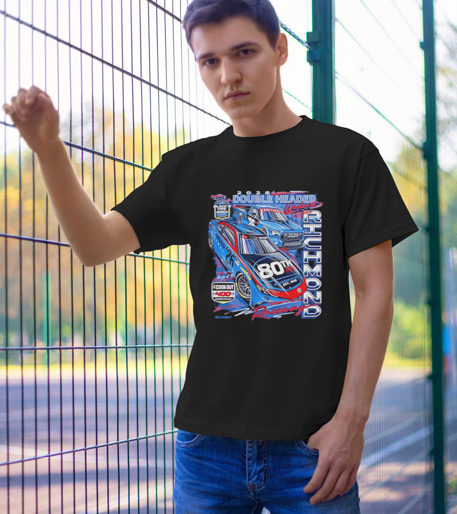 2026 Richmond Raceway Double Header Weekend 80th Anniversary Black Tire 250 Cook Out 400 T-Shirt