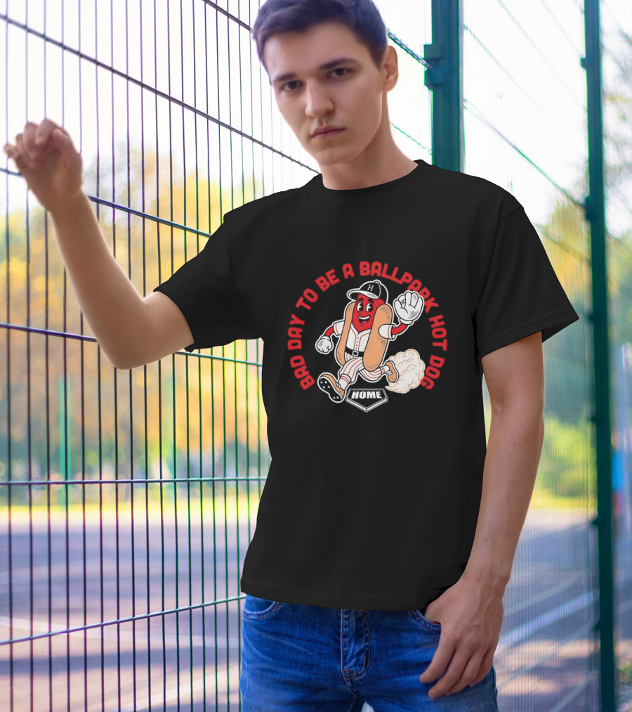 Bad Day To Be A Ballpark Hot Dog Cleveland Baseball Cartoon T-Shirt