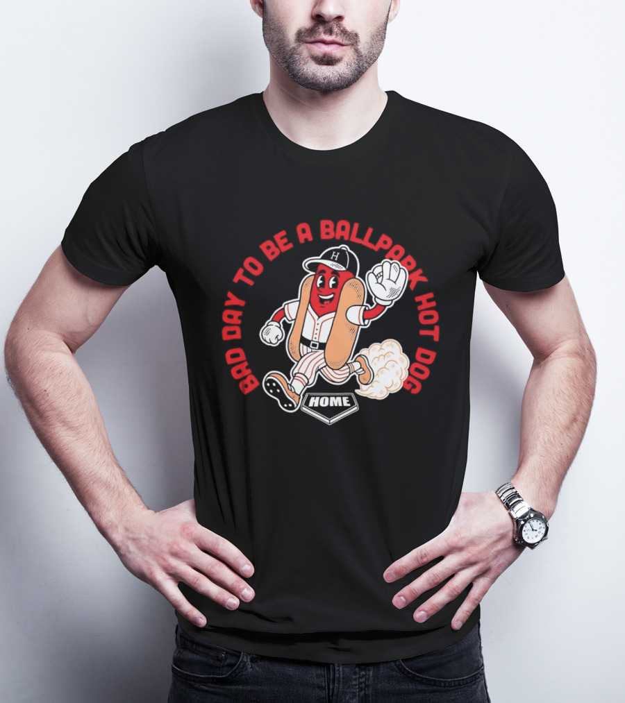 Bad Day To Be A Ballpark Hot Dog Cleveland Baseball Cartoon T-Shirt