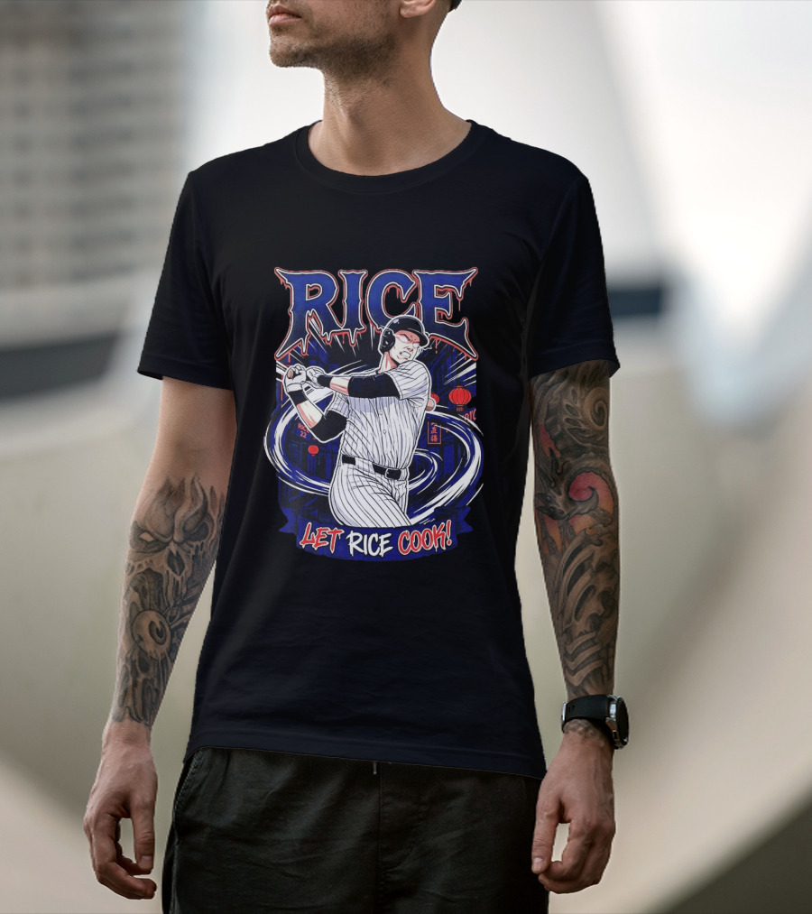 Rice Let Rice Cook New York Yankees Baseball Cartoon T-Shirt