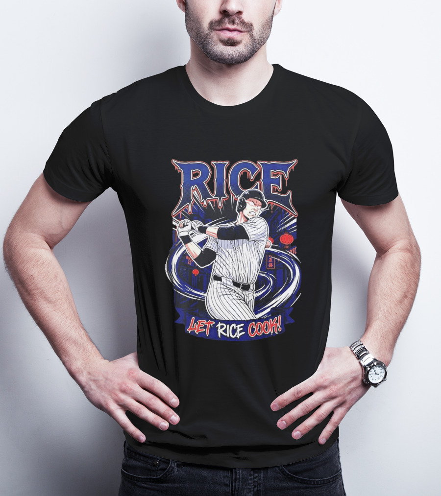 Rice Let Rice Cook New York Yankees Baseball Cartoon T-Shirt