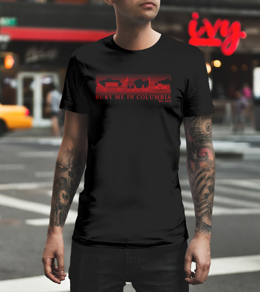 Bury Me In Columbia City Skyline Est 2014 Moon And Trees T-Shirt
