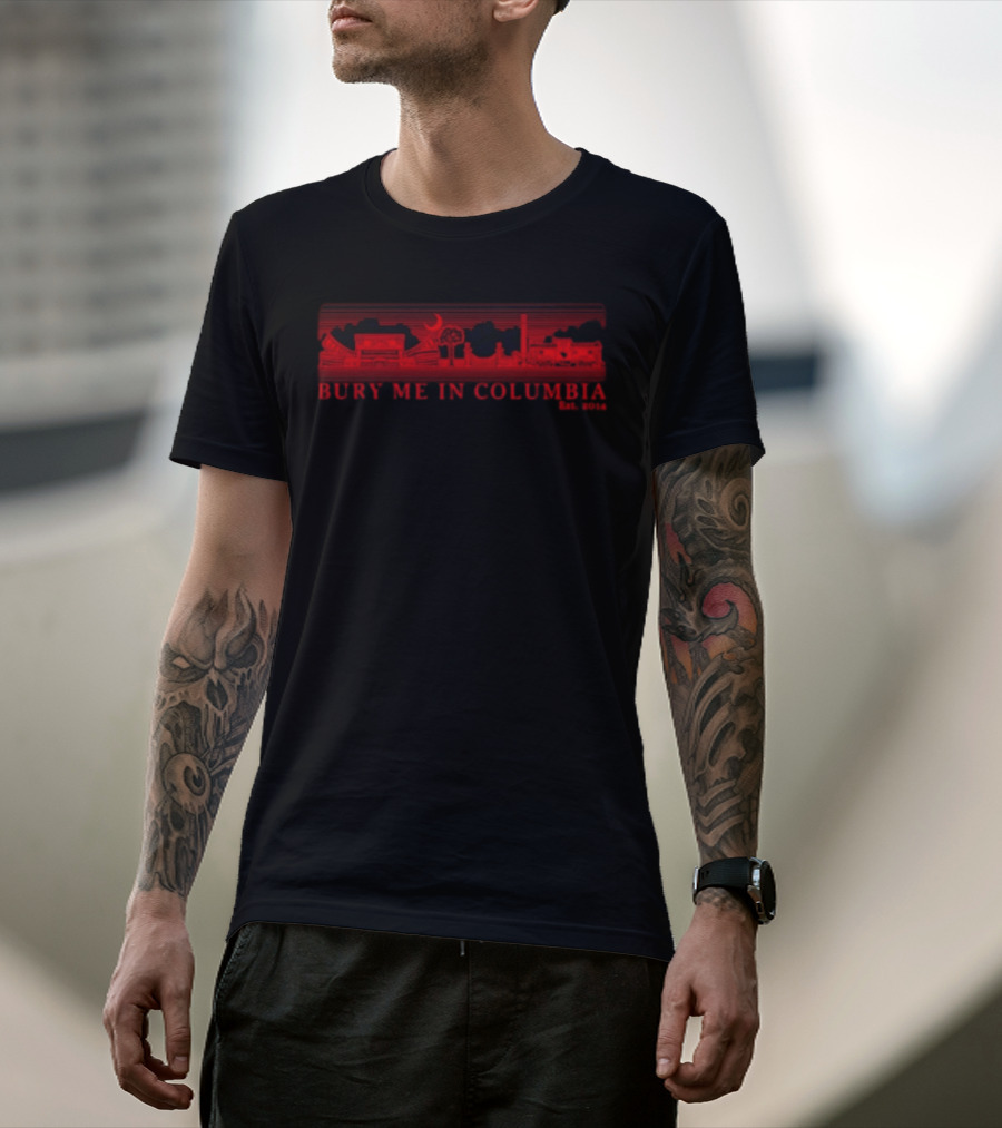 Bury Me In Columbia City Skyline Est 2014 Moon And Trees T-Shirt