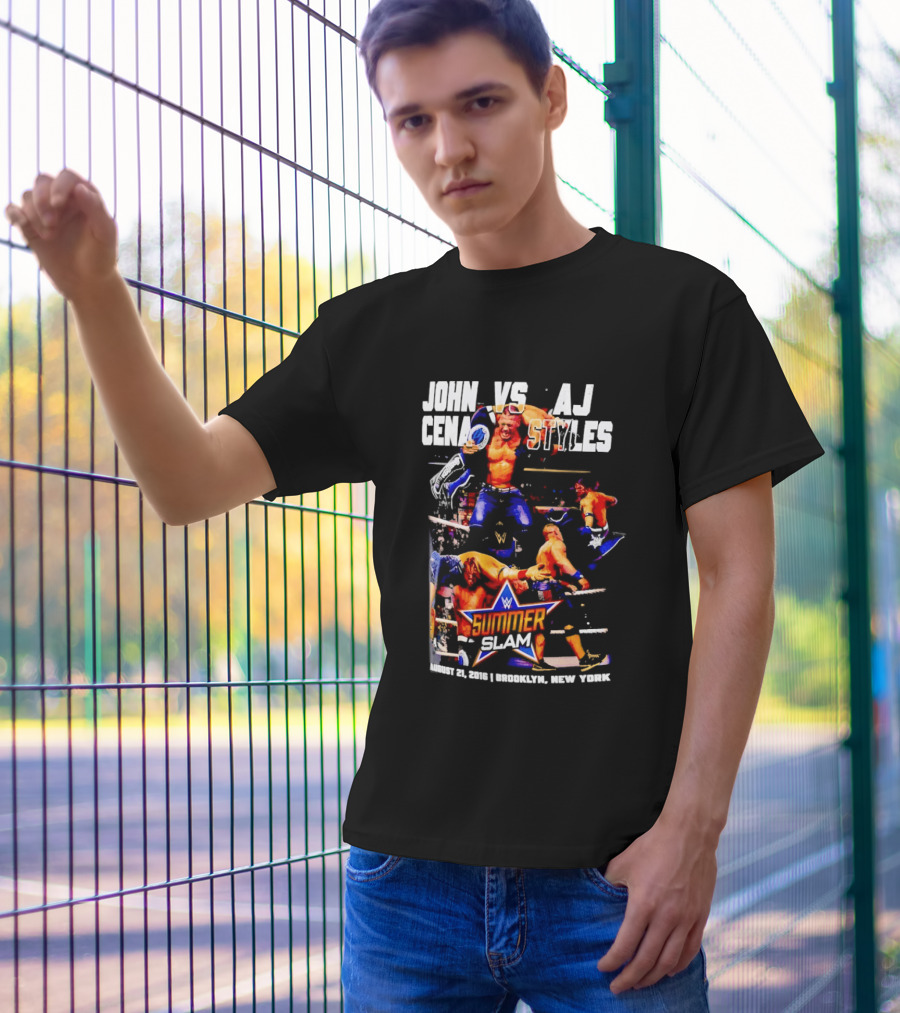 John Cena Vs AJ Styles WWE SummerSlam 2016 Barclays Center August 21 Brooklyn New York T-Shirt