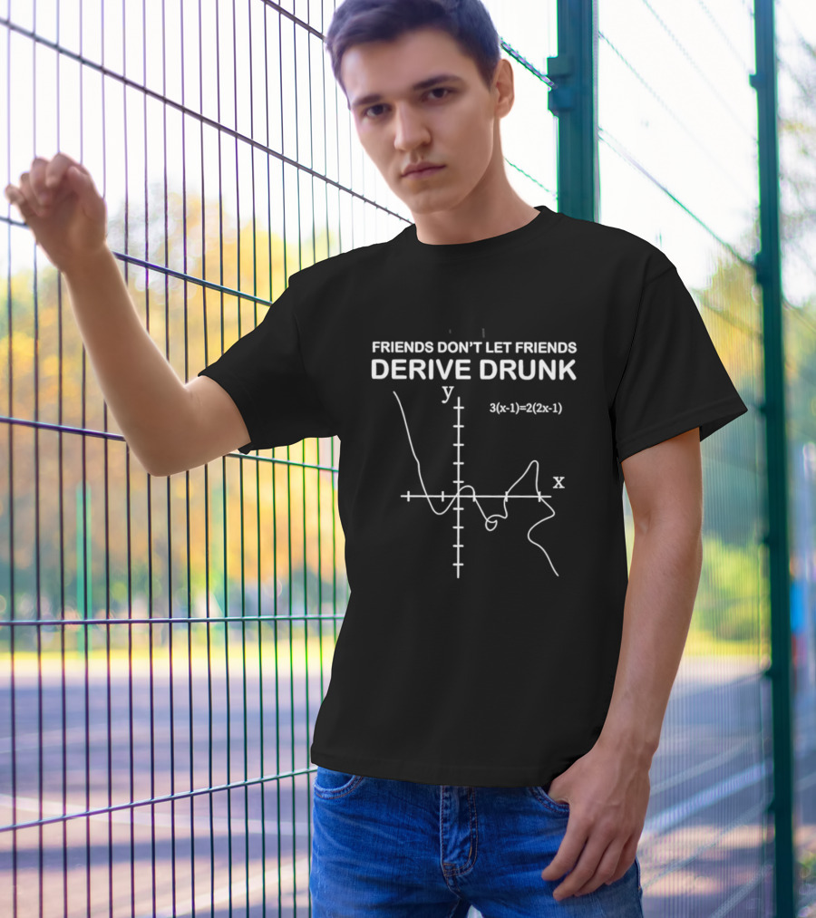 Friends Don't Let Friends Derive Drunk Math Humor Equation Graph T-Shirt