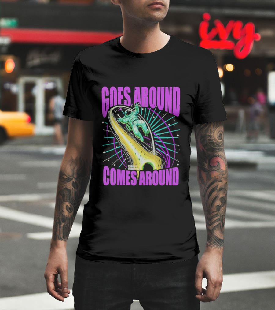 Goes Around Comes Around Astronaut Floating Space Retro Aesthetic T-Shirt