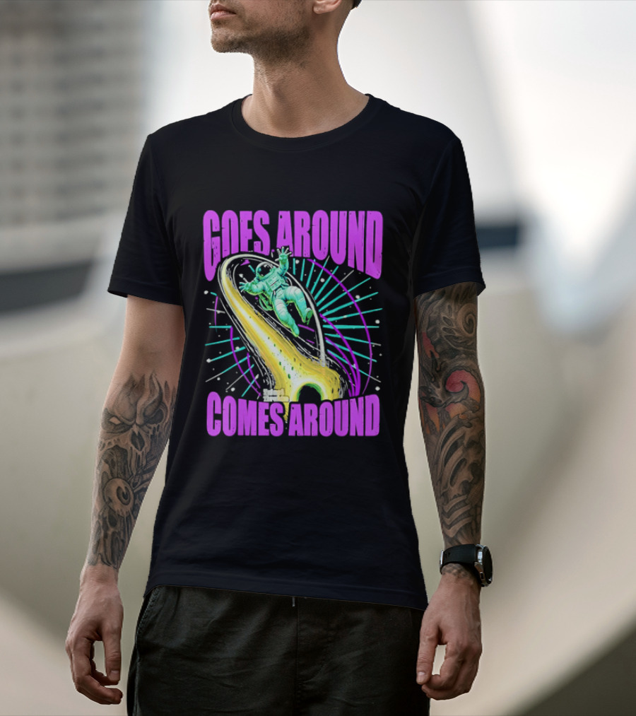 Goes Around Comes Around Astronaut Floating Space Retro Aesthetic T-Shirt