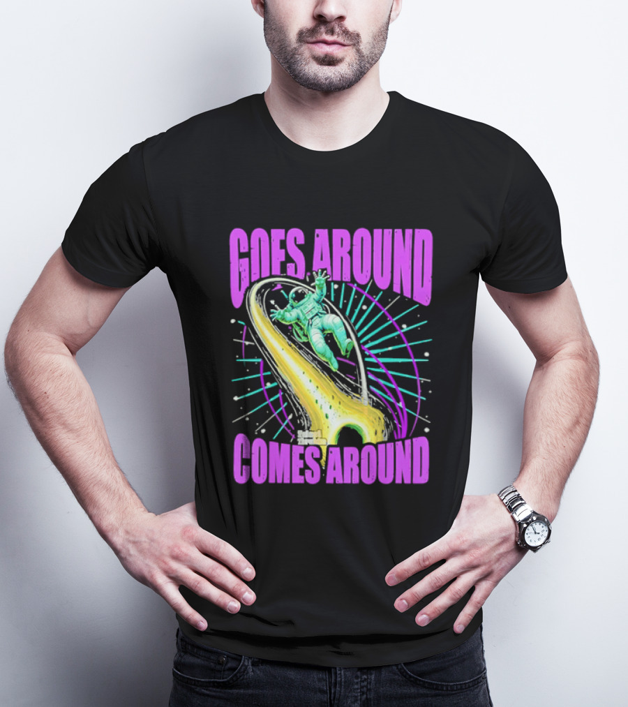 Goes Around Comes Around Astronaut Floating Space Retro Aesthetic T-Shirt