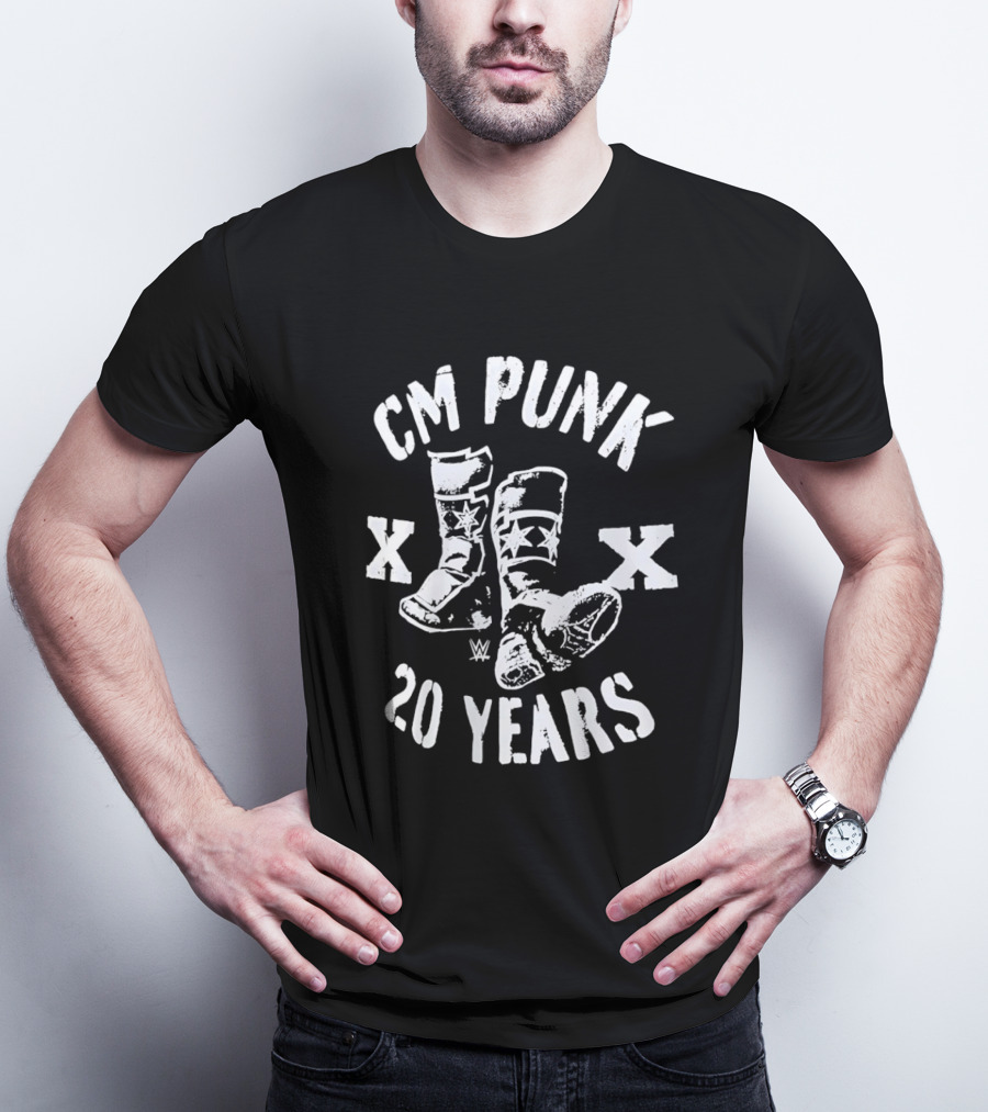 CM Punk 20 Years WWE Boots XX T-Shirt