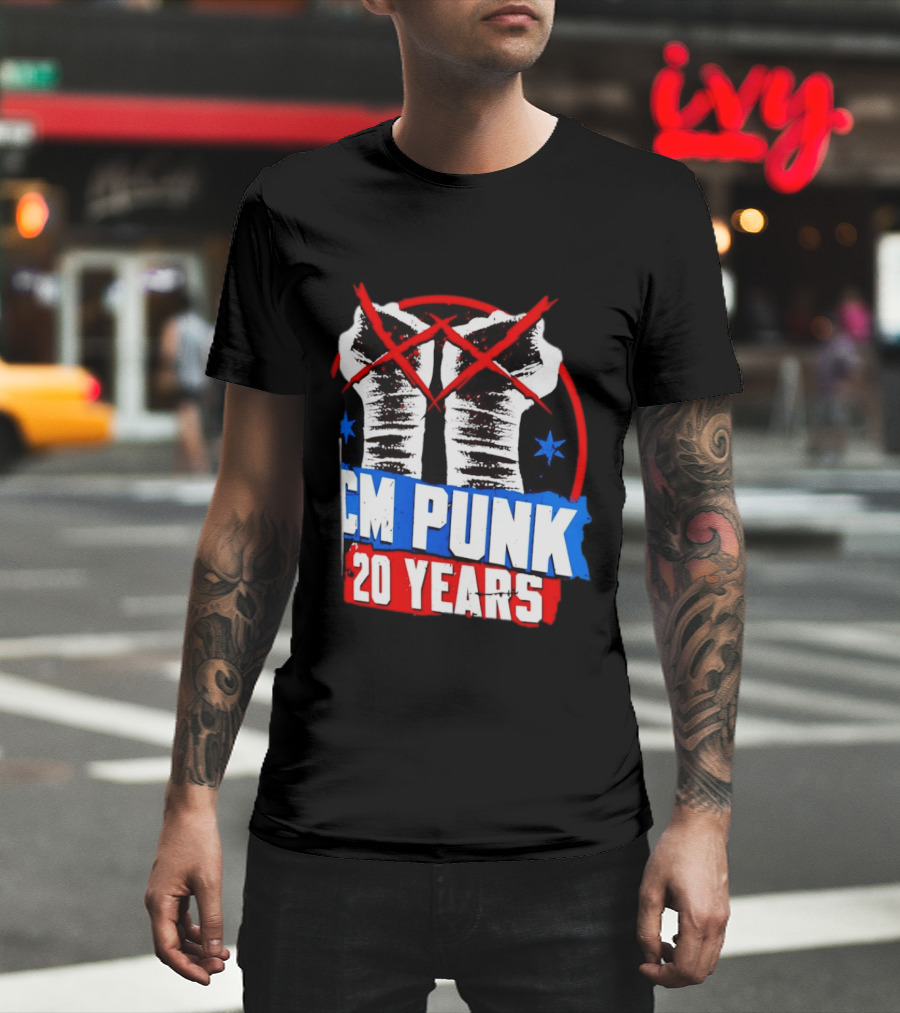 CM Punk 20 Years WWE Fists T-Shirt