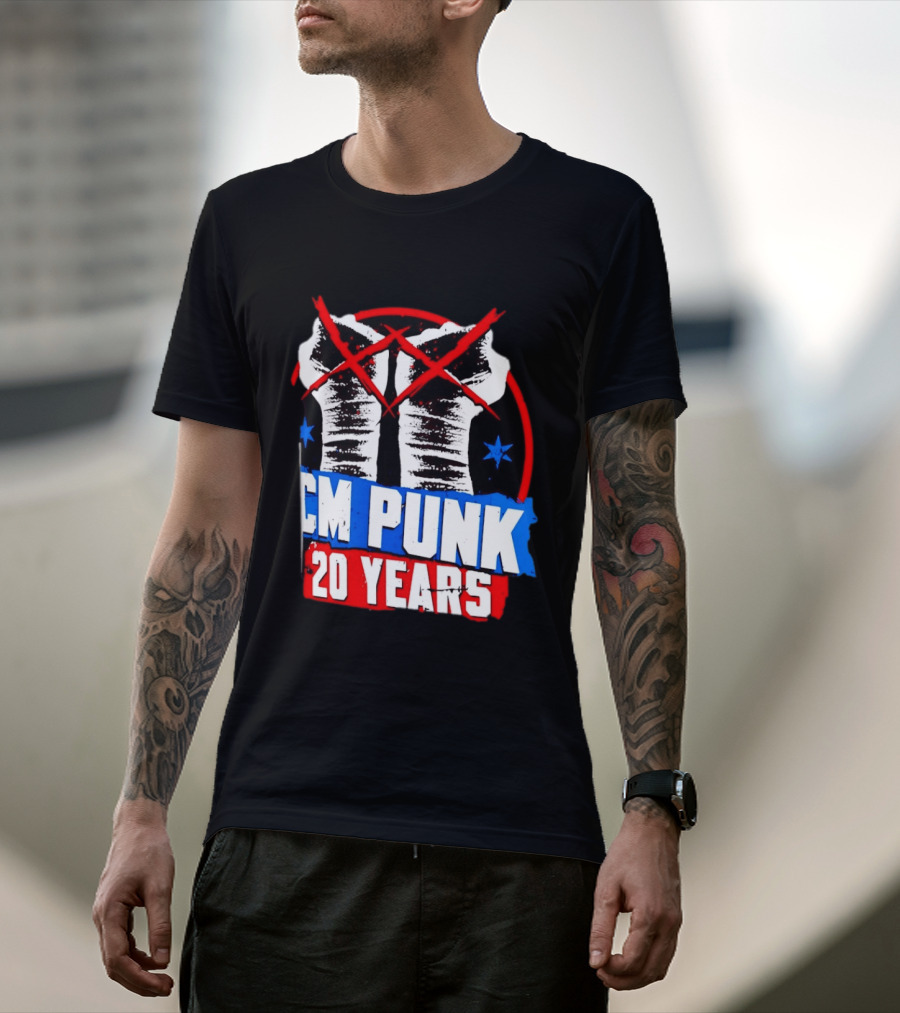 CM Punk 20 Years WWE Fists T-Shirt