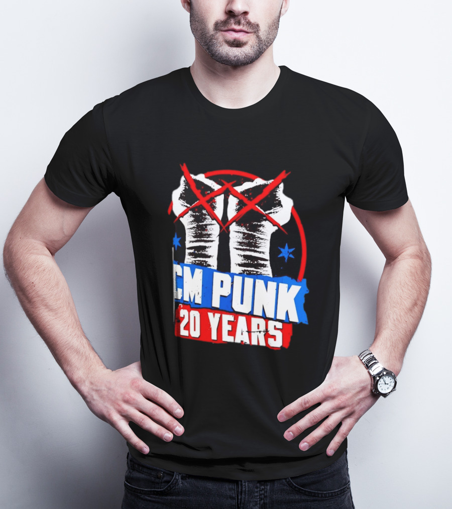 CM Punk 20 Years WWE Fists T-Shirt
