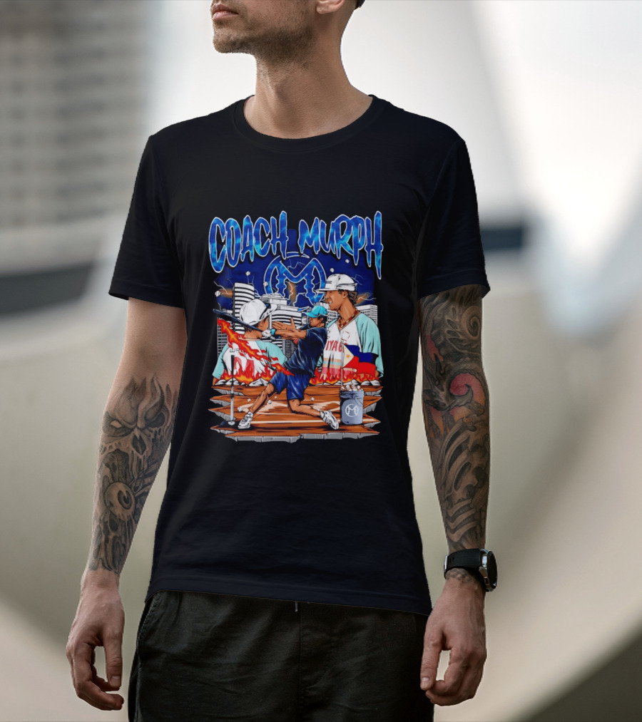 Coach Murph Baseball Training Batting Practice Urban City Flames Philippine Flag T-Shirt