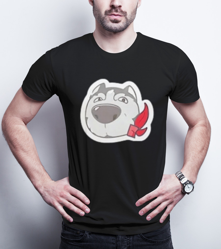 Husky Dog With Red Bandana Puppy Cute Cartoon Face T-Shirt