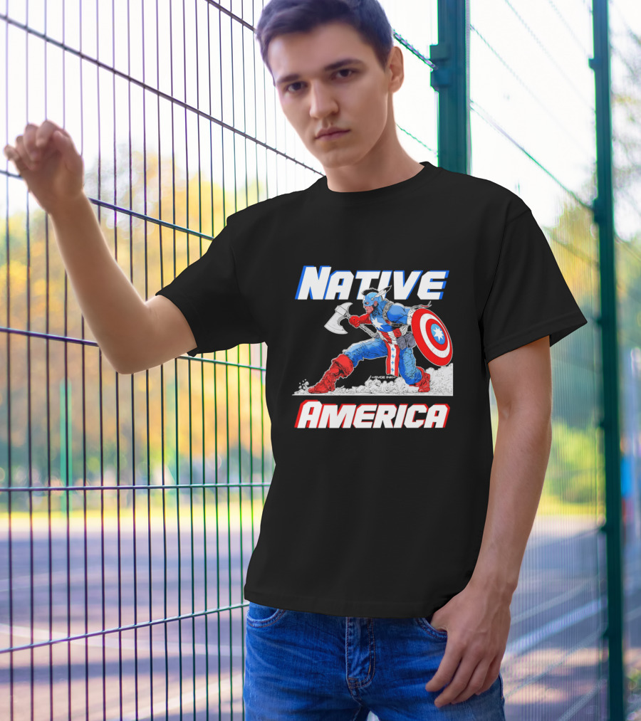 Native America Captain America Axe And Shield Hero T-Shirt