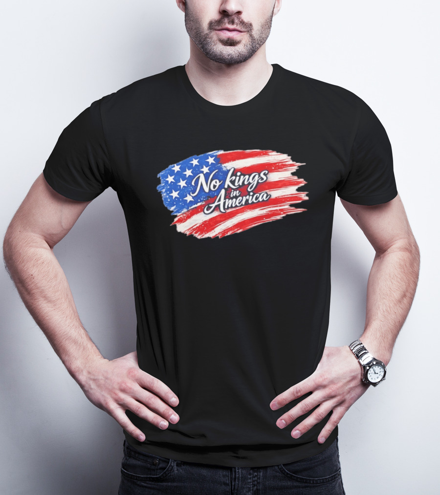 No Kings In America Patriotic Stars And Stripes T-Shirt
