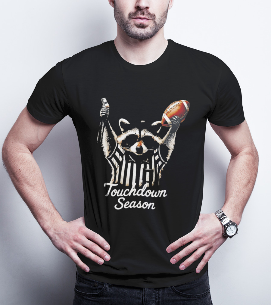 Raccoon Referee Touchdown Season Football Humor T-Shirt