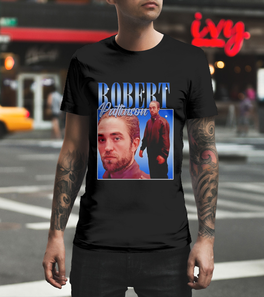 Robert Pattinson Standing Meme Blue Adidas Tracksuit T-Shirt