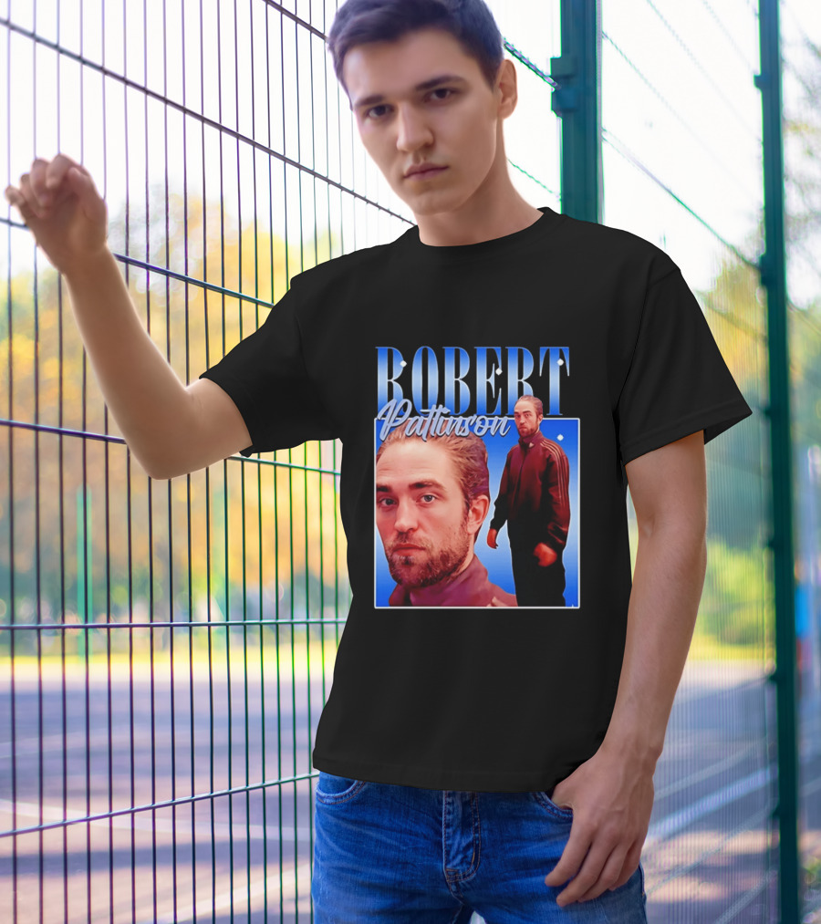 Robert Pattinson Standing Meme Blue Adidas Tracksuit T-Shirt