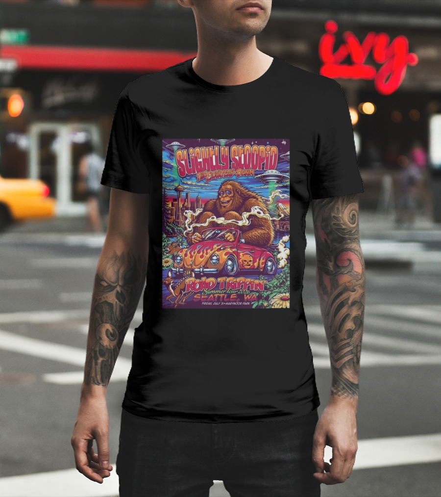 Slightly Stoopid Road Trippin Summer Tour 2026 Seattle WA July 31 Marymoor Park T-Shirt