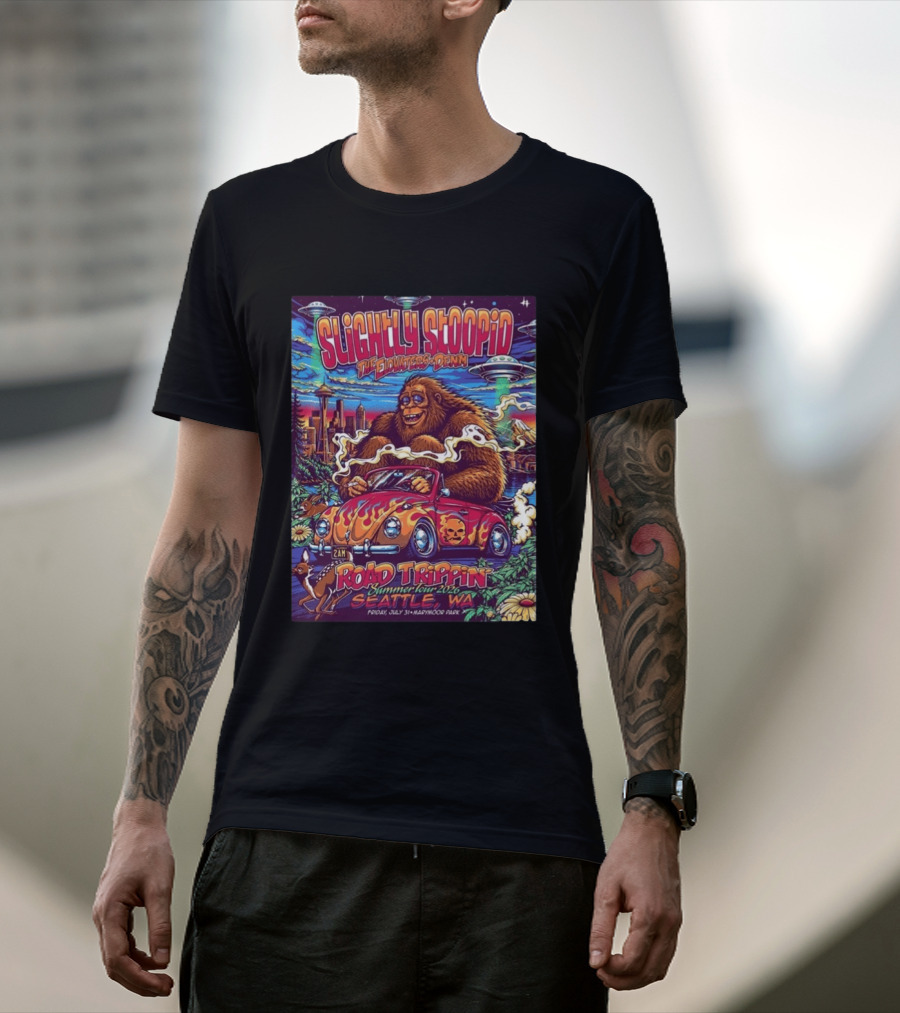 Slightly Stoopid Road Trippin Summer Tour 2026 Seattle WA July 31 Marymoor Park T-Shirt