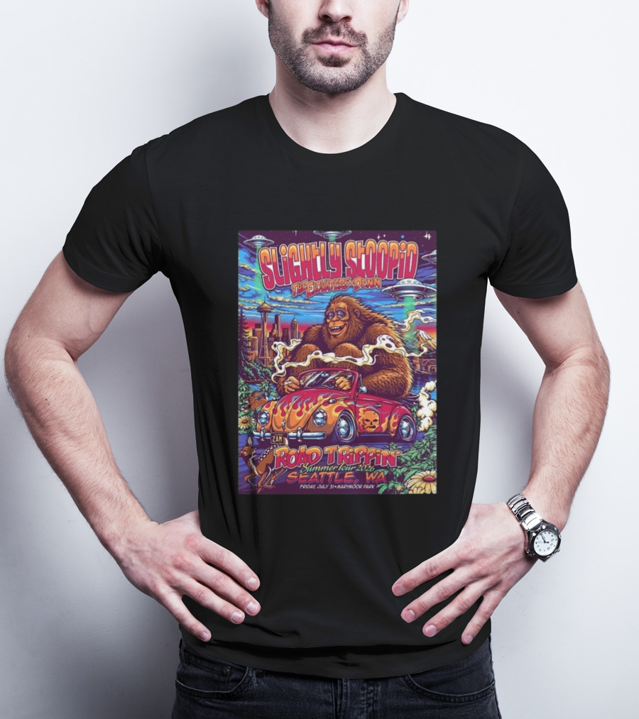 Slightly Stoopid Road Trippin Summer Tour 2026 Seattle WA July 31 Marymoor Park T-Shirt