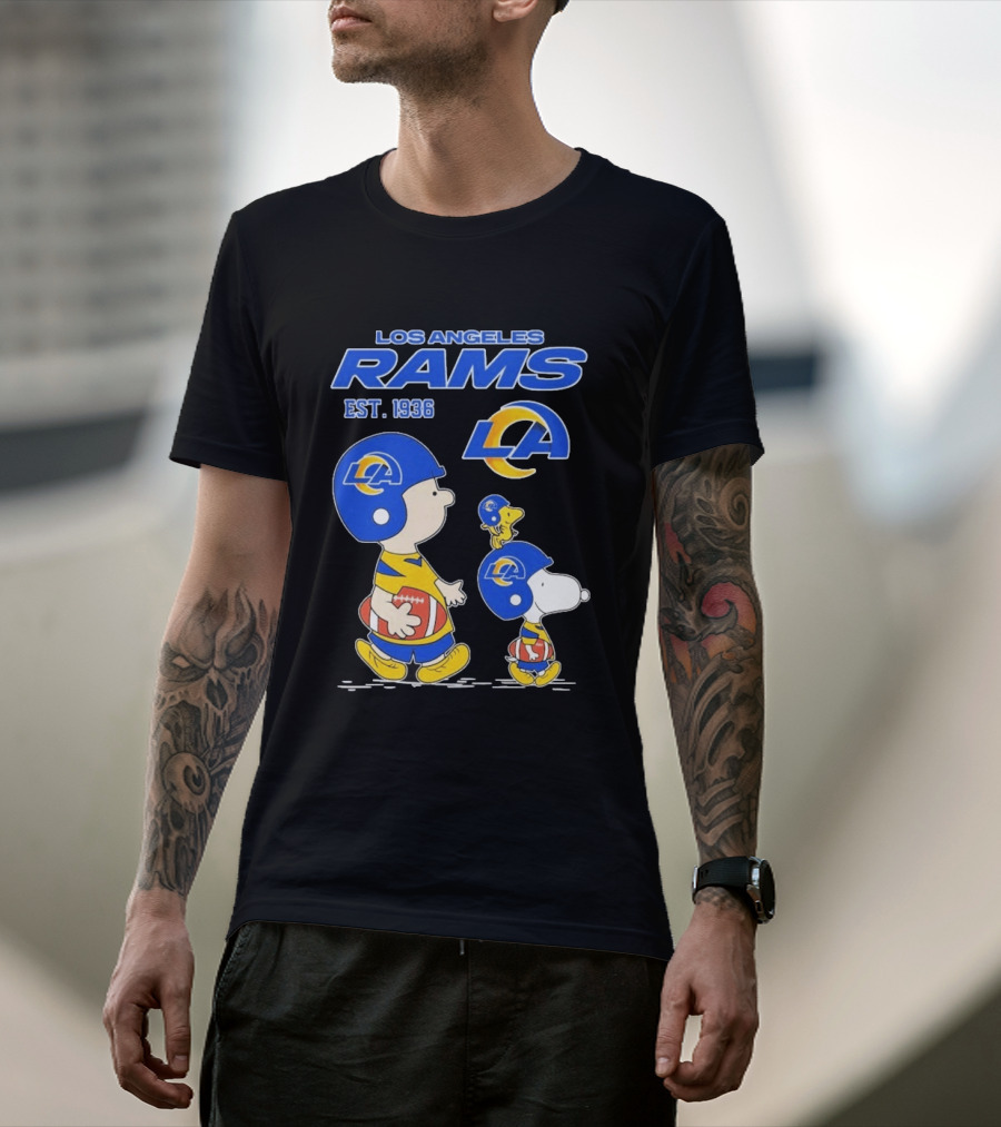 Snoopy Charlie Brown Los Angeles Rams 1936 Football Team LA T-Shirt