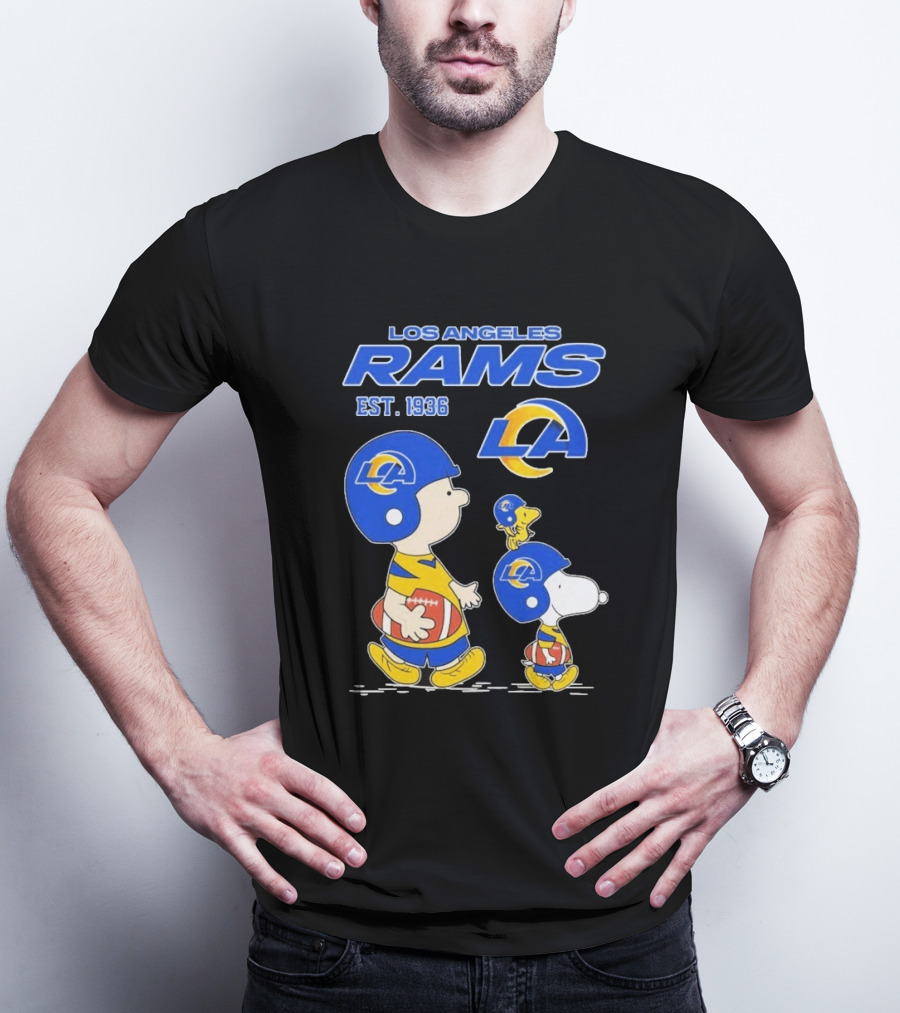 Snoopy Charlie Brown Los Angeles Rams 1936 Football Team LA T-Shirt